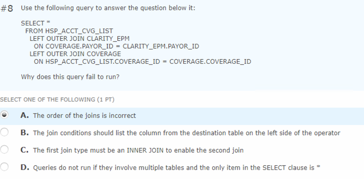 Solved #8 ﻿Use the following query to answer the question | Chegg.com