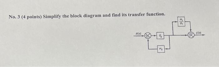 Solved No. 3 (4 points) Simplify the block diagram and find | Chegg.com