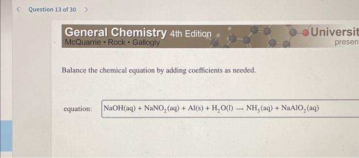 Solved Balance the chemical equation by adding coefficients | Chegg.com