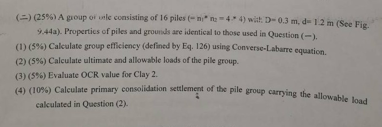 Solved (4) (10%) Calculate primary consolidation settlement | Chegg.com