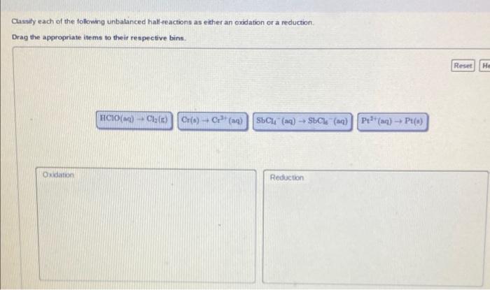 Solved Classify each of the following unbalanced | Chegg.com