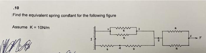 Solved .10 Find the equivalent spring constant for the | Chegg.com