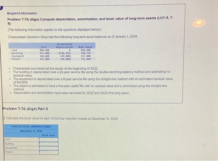 Solved Required information Problem 7-7A (Algo) Compute | Chegg.com