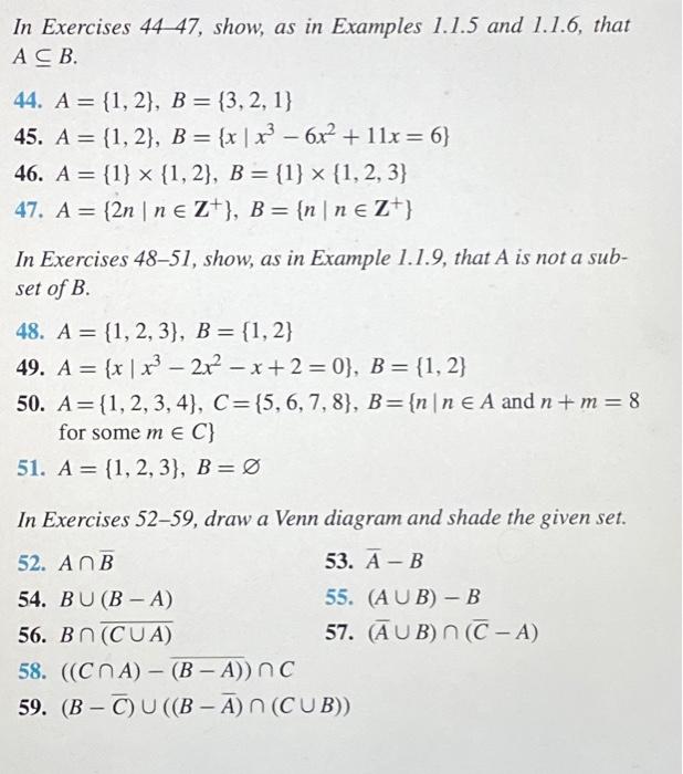 Solved In Exercises 44 47, show, as in Examples 1.1 .5 and | Chegg.com