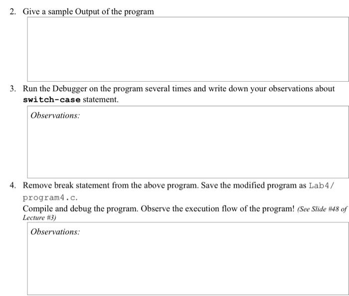 Solved Task 2 Switch Case Statement Switch Case Statement 