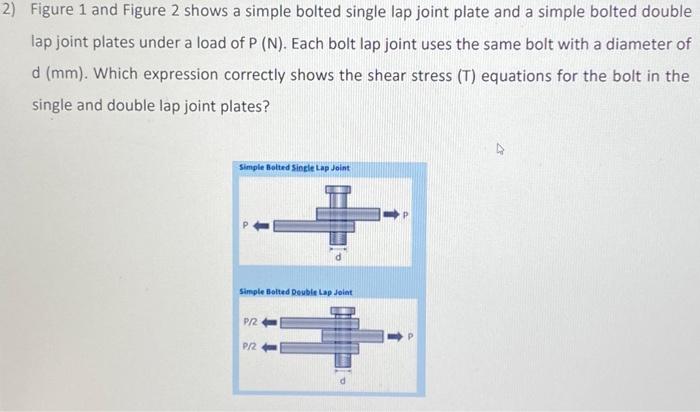 Solved Figure 1 and Figure 2 shows a simple bolted single | Chegg.com