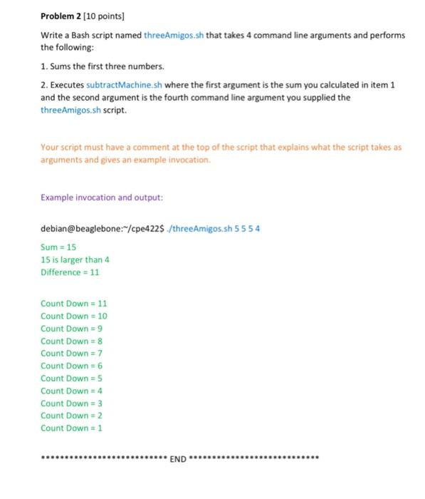 Solved Problem 2 10 Points Write A Bash Script Named