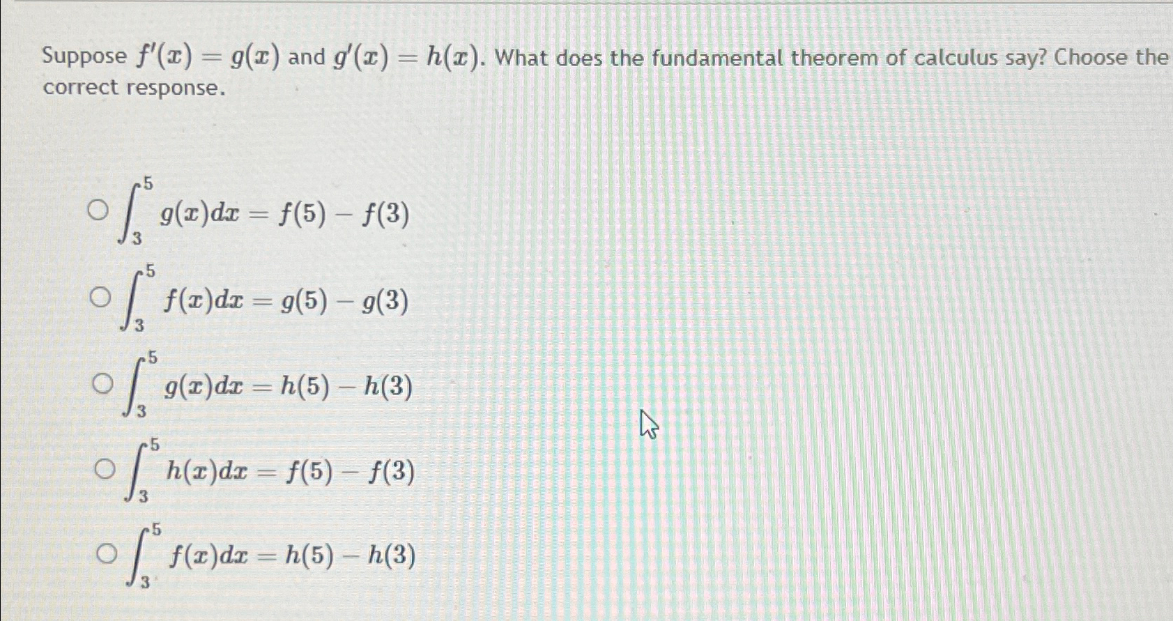 Solved Suppose f'(x)=g(x) ﻿and g'(x)=h(x). ﻿What does the | Chegg.com