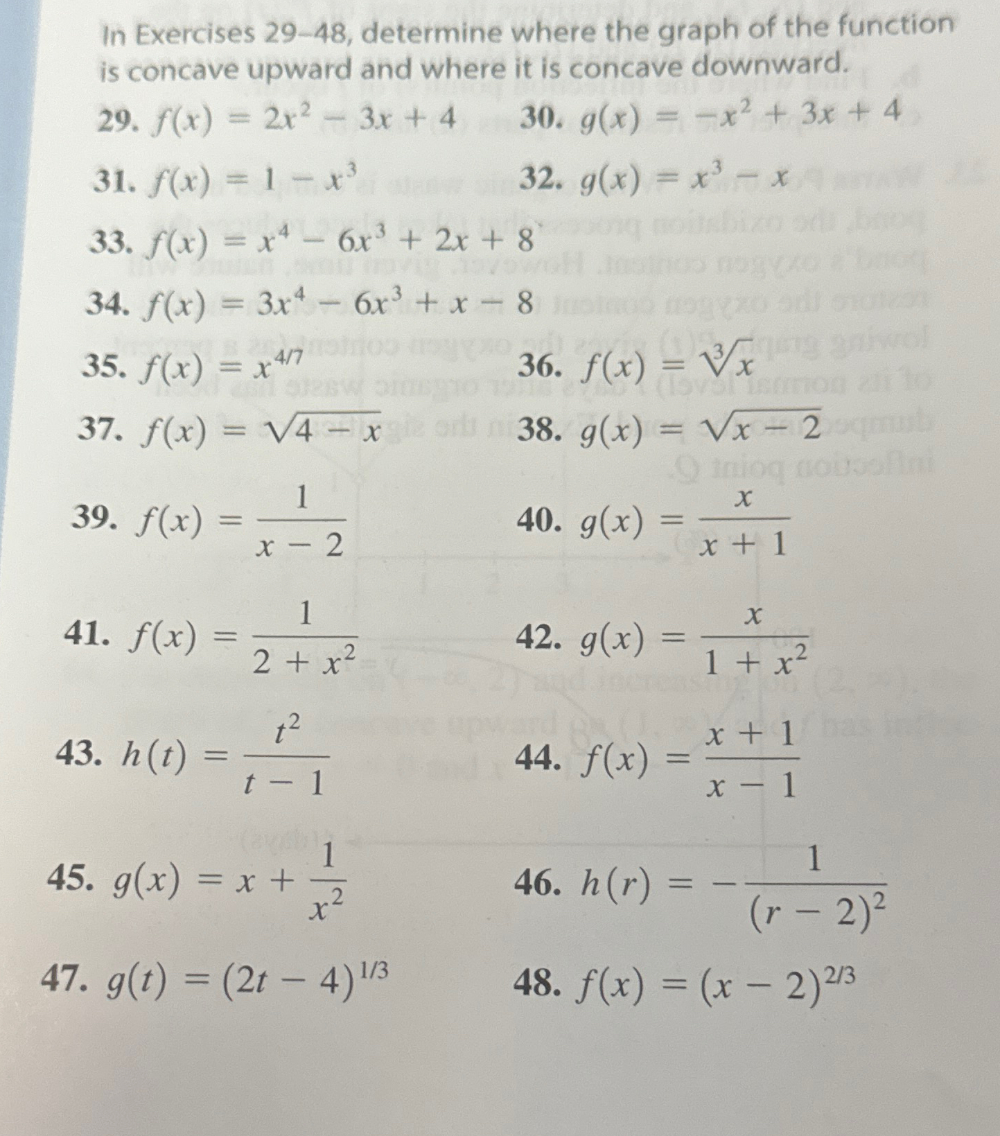 Solved In Exercises 29-48, ﻿determine where the graph of the | Chegg.com