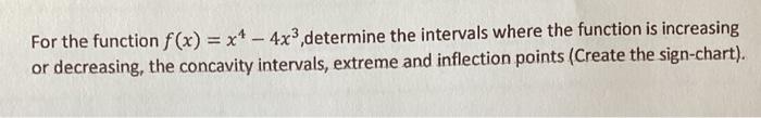 Solved For the function f(x)=x4−4x3, determine the intervals | Chegg.com