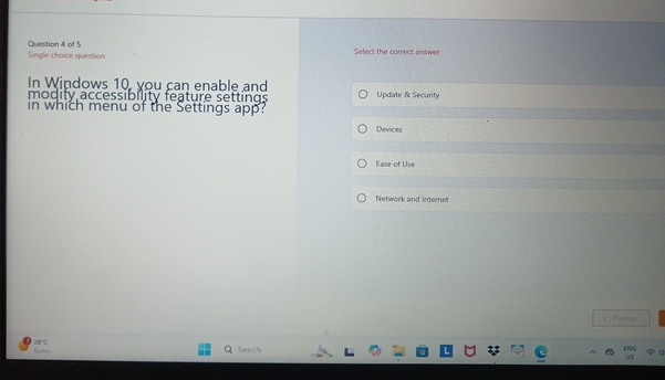 Solved In Windows 10 ﻿you can enable andmodity accessibility | Chegg.com