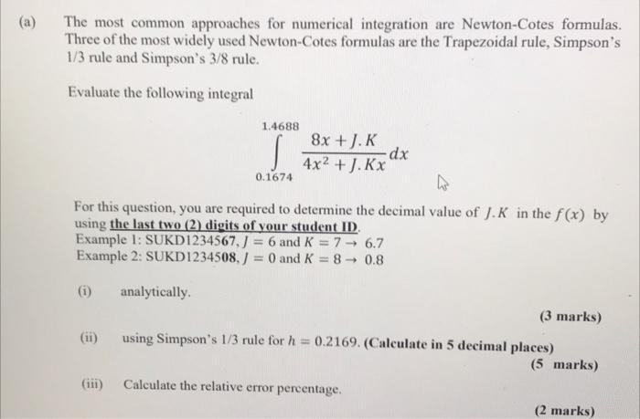 Solved Subject is Computational and Numerical Analysis. for | Chegg.com