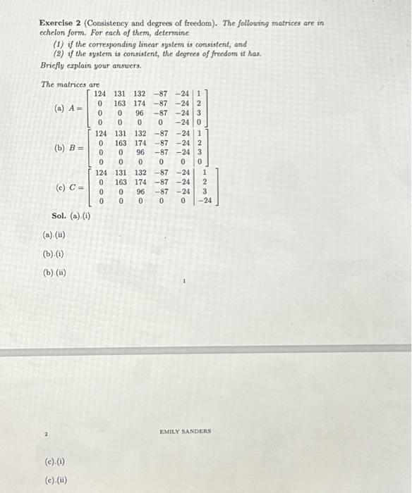 Solved Exercise 2 (Consistency and degrees of freedom). The | Chegg.com