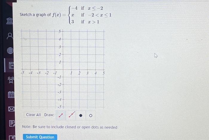 Solved Sketch a graph of f(x)=⎩⎨⎧−4x3 if x≤−2 if −2 | Chegg.com