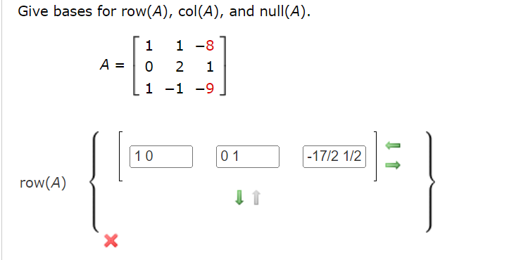 Solved Give bases for row(A),col(A), ﻿and u ll(A). | Chegg.com