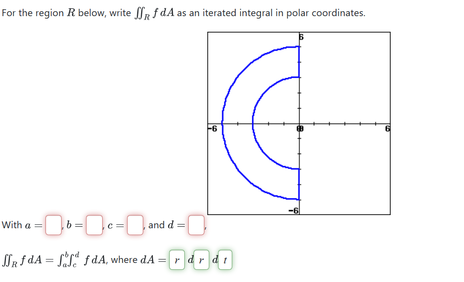 Solved For the region R ﻿below, write ∬RfdA as an iterated | Chegg.com