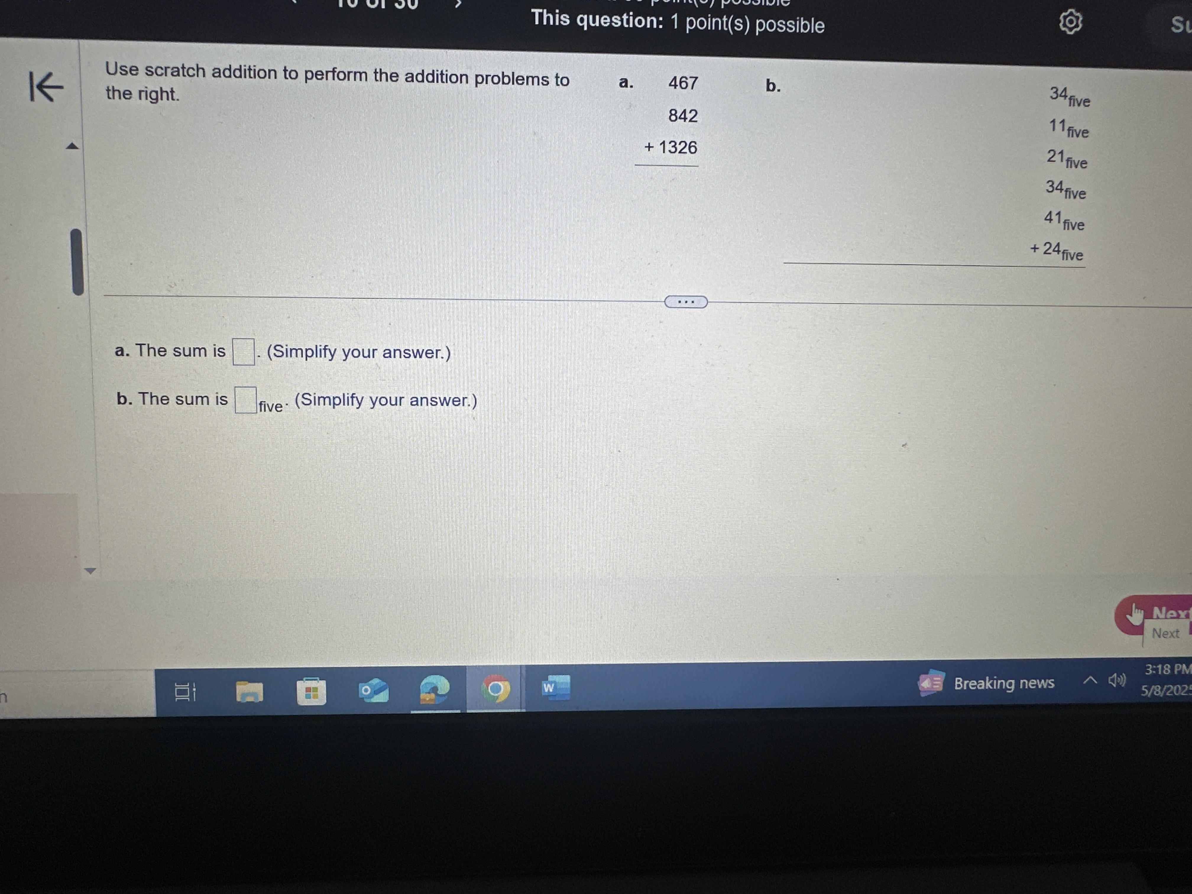 Solved Use scratch addition to ﻿perform the addition | Chegg.com