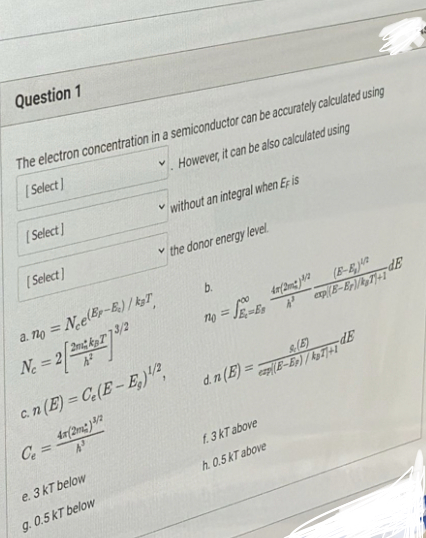 Solved Question 1-lartron concentration in a semiconductor | Chegg.com