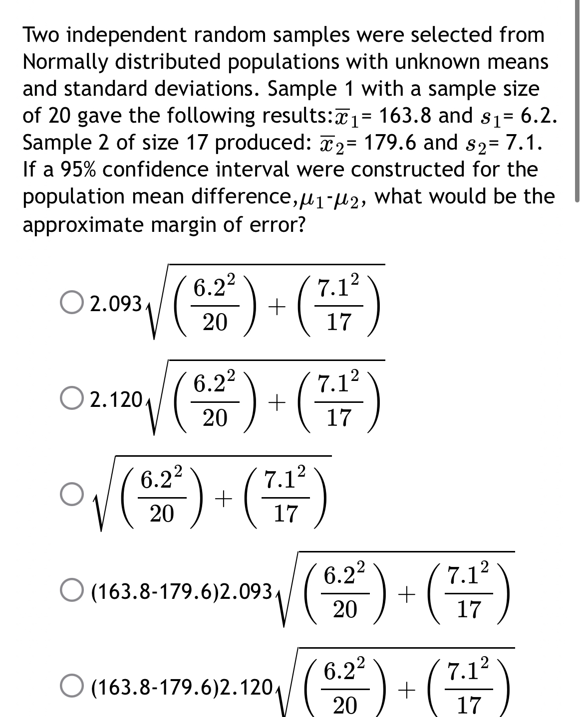 Solved Two independent random samples were selected from | Chegg.com