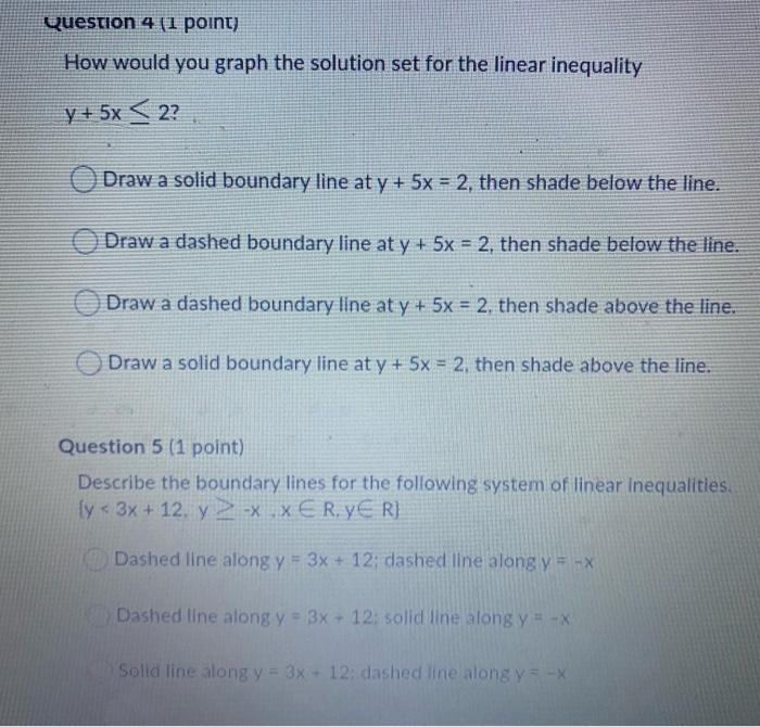 Solved Question 4 (1 point) How would you graph the solution | Chegg.com