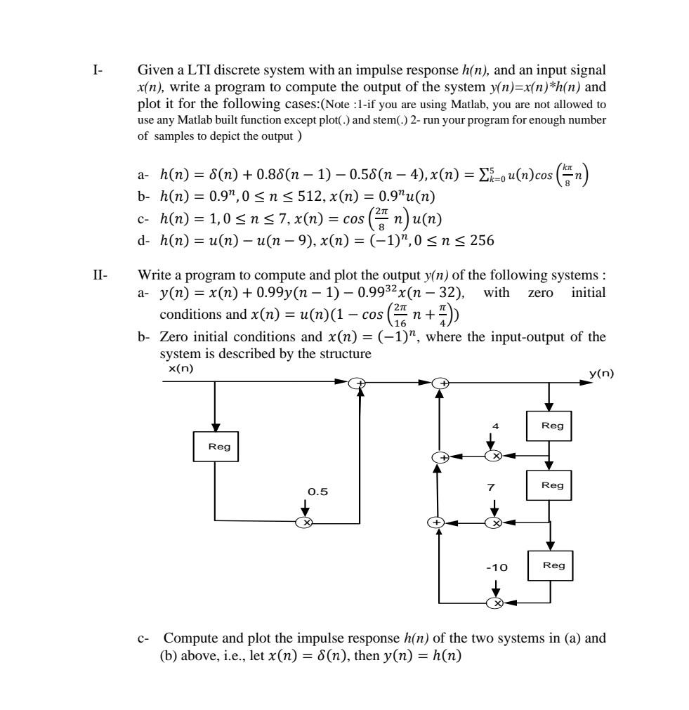 Given a LTI discrete system with an impulse response | Chegg.com