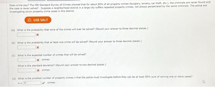 Solved Does crime pay? The FBI Standard Survey of Crimes | Chegg.com