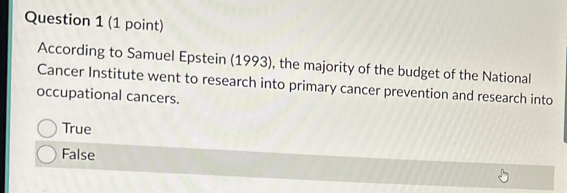 Solved Question 1 (1 ﻿point)According to Samuel Epstein | Chegg.com