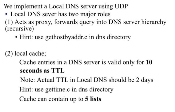 We implement a Local DNS server using UDP • Local DNS | Chegg.com