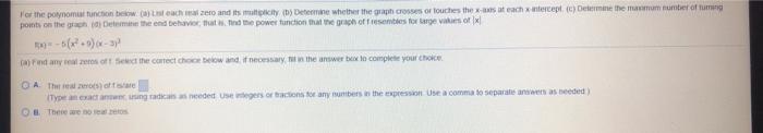 Solved For the polynoma tunction was cher and it may b) | Chegg.com