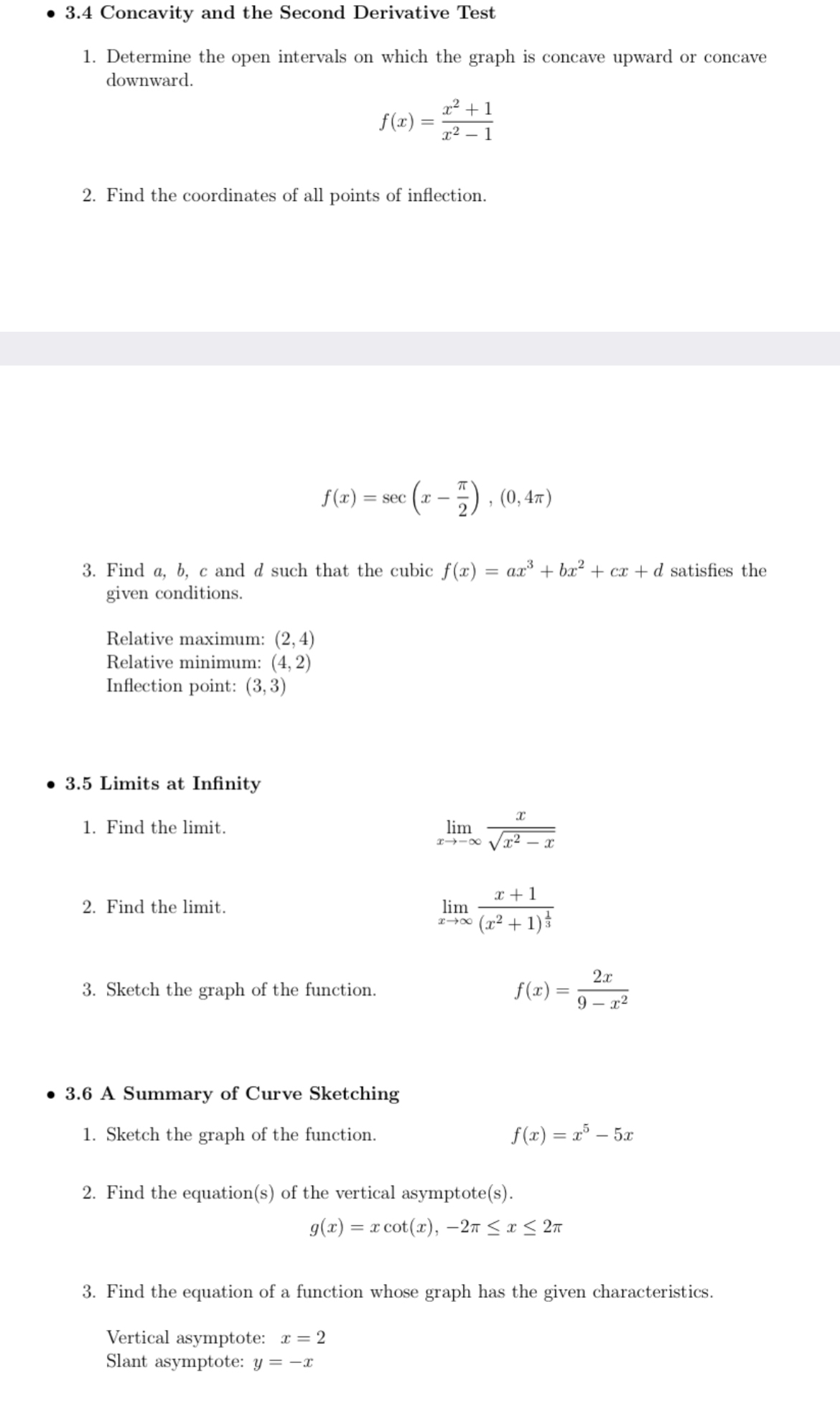 Solved 3.4 ﻿Concavity and the Second Derivative | Chegg.com