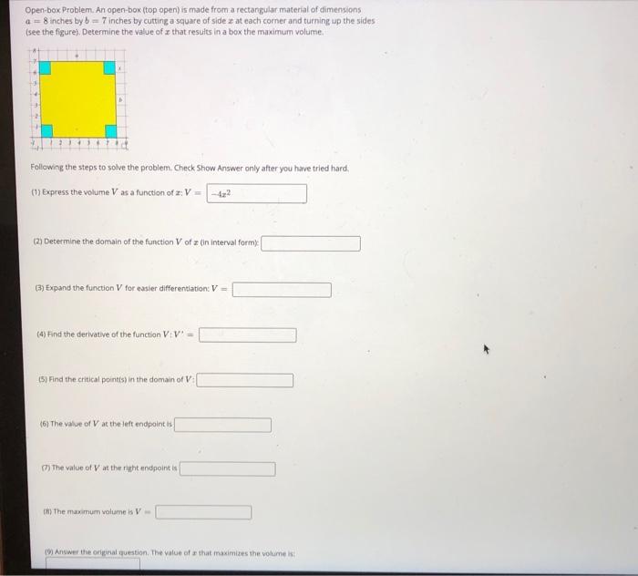Solved Open-box Problem. An open-box (top open) is made from | Chegg.com