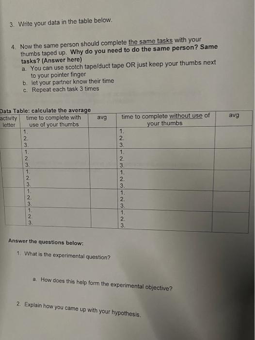 Scientific Method Thumb Lab Lab Report The scientific | Chegg.com