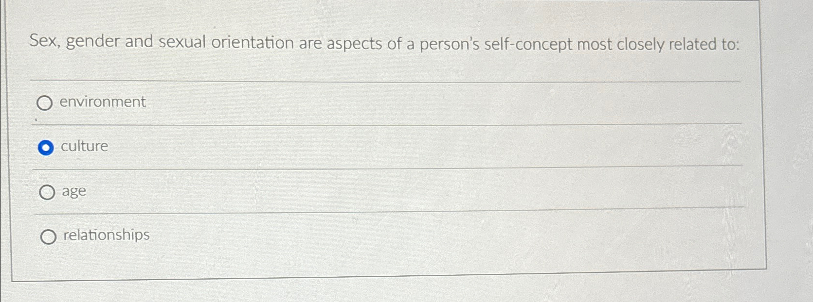 Solved Sex, gender and sexual orientation are aspects of a | Chegg.com