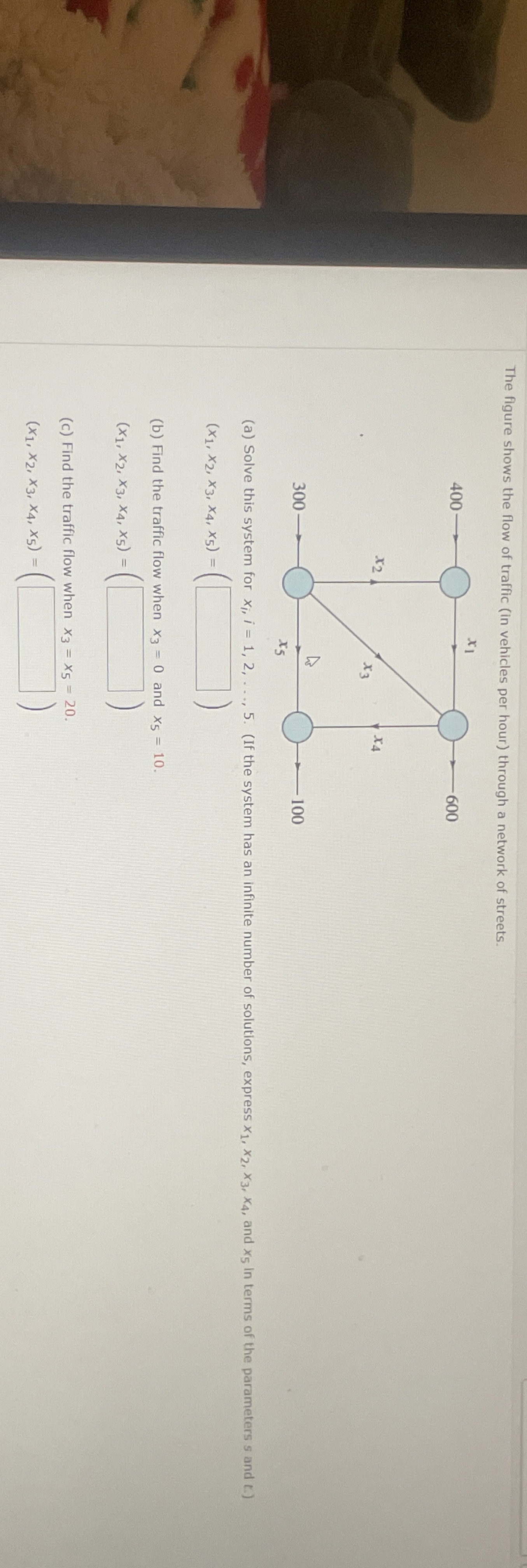 Solved The figure shows the flow of traffic (in vehicles per | Chegg.com