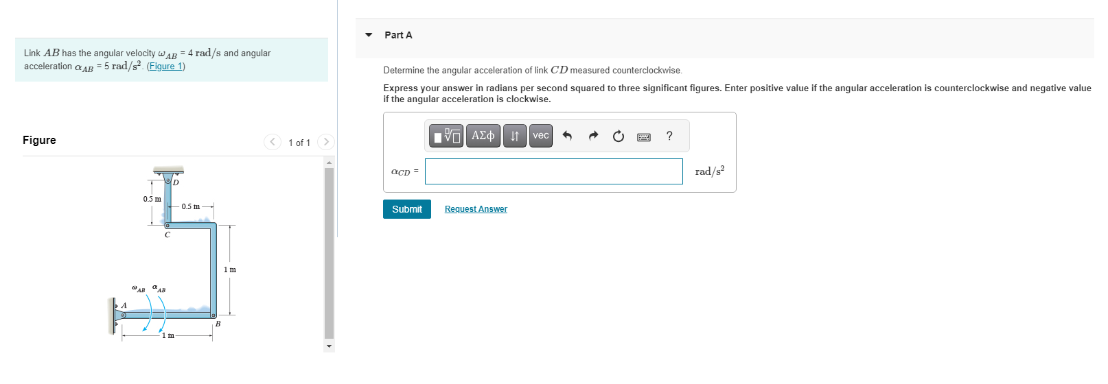 Solved Link AB ﻿has the angular velocity ωAB=4rads ﻿and | Chegg.com