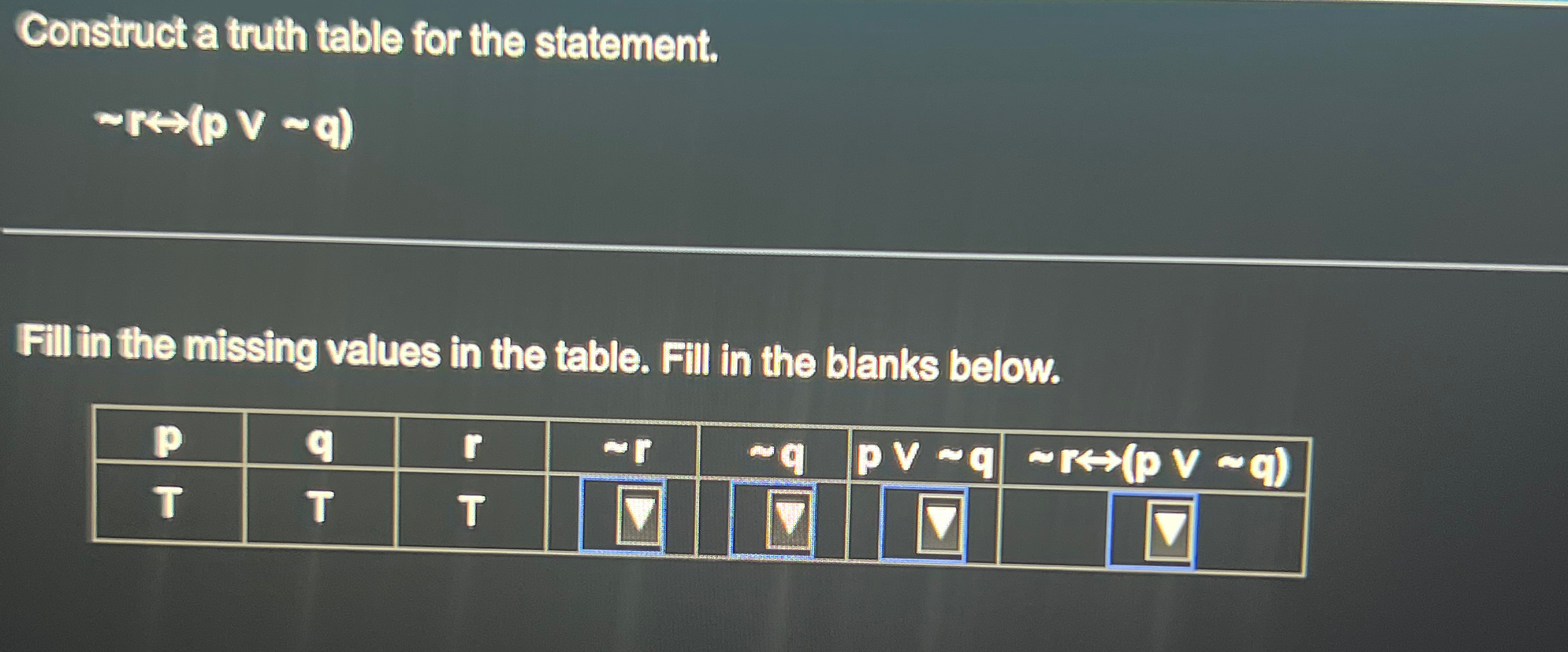 Solved Construct a truth table for the | Chegg.com