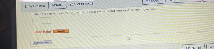 Solved If the infinite curve y=e−5x,x≥0, is rotated about | Chegg.com