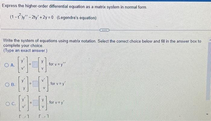 Solved Express the higher-order differential equation as a | Chegg.com