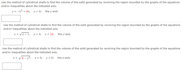 Solved Use the method of cylindrical shells to find the | Chegg.com