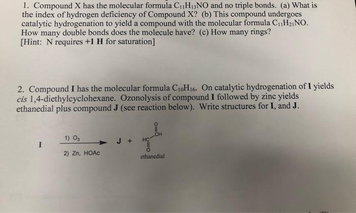 Solved 1. Compound X has the molecular formula C11H13NO and | Chegg.com
