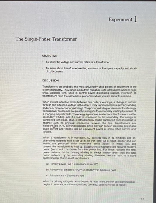 Solved ELE 2314 Principle of Machines and Power Lab Report | Chegg.com