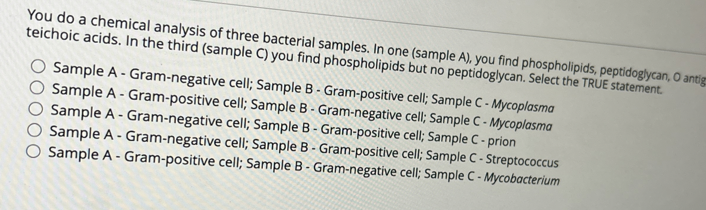 Solved You do a chemical analysis of three bacterial | Chegg.com