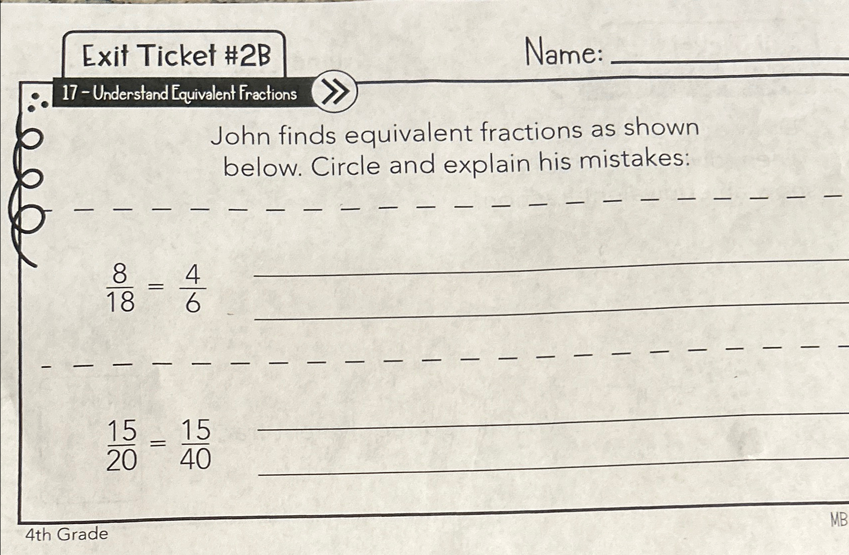 Solved Exit Ticket #2BName:17 - ﻿Understand Equivalent | Chegg.com