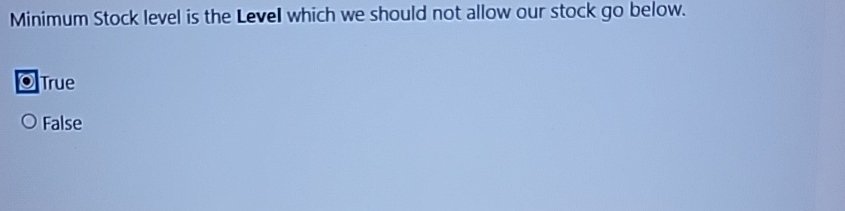 Solved Minimum Stock level is the Level which we should not | Chegg.com