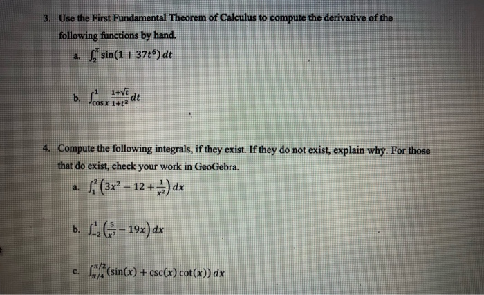 Solved 3. Use the First Fundamental Theorem of Calculus to | Chegg.com