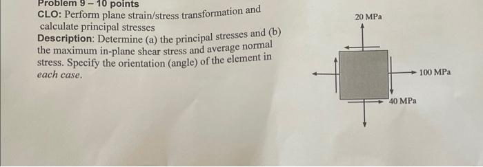 Solved Problem 9-10 points CLO: Perform plane strain/stress | Chegg.com