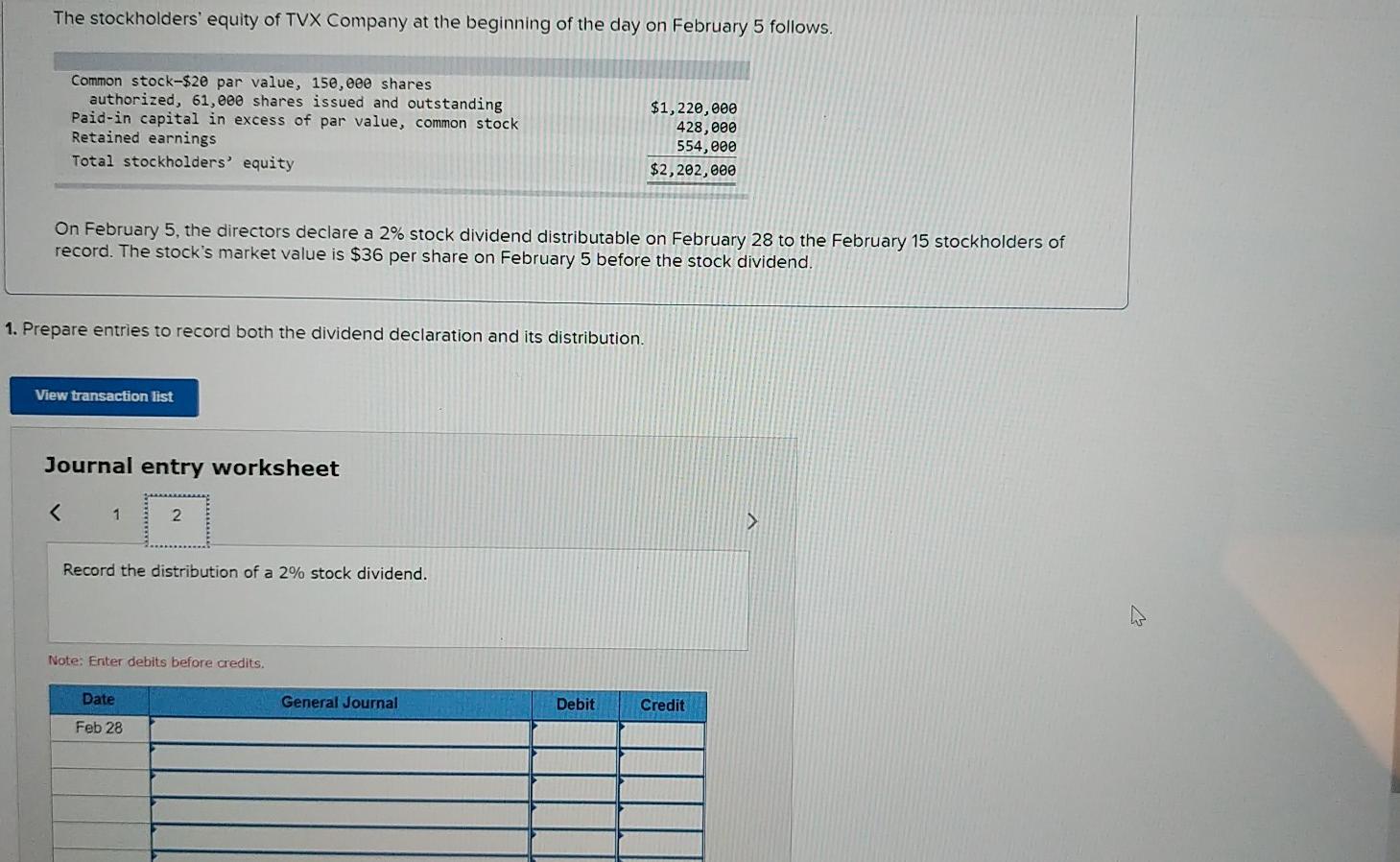 Solved The stockholders' equity of TVX Company at the | Chegg.com