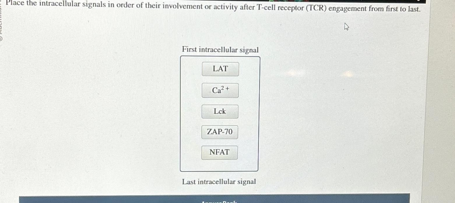 Solved Place the intracellular signals in order of their | Chegg.com