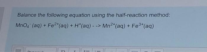 Balance the following equation using the | Chegg.com