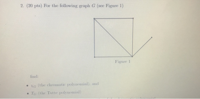Solved 2. (20 pts) For the following graph G (see Figure 1) | Chegg.com
